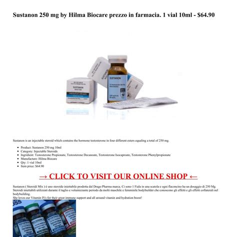 Sustanon 250 Mg By Hilma Biocare Prezzo In Farmacia 1 Vial 10ml Pdf