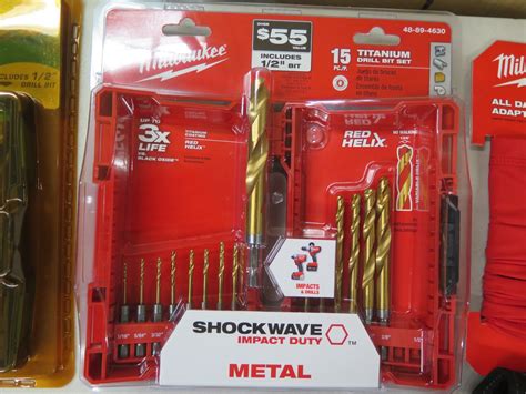 Milwaukee Titanium Drill Bit Set Neck Gaiter Hitachi Bits Snips Kneepads Etc