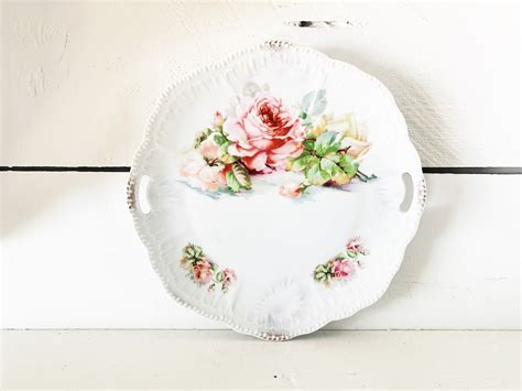 Vintage Sch Bavaria Floral Designed Cake Plate With A Light Luster
