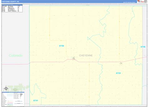 Cheyenne County Ks Zip Code Wall Map Basic Style By Marketmaps