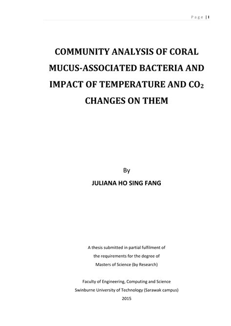 Community Analysis Of Coral Mucus Associated Bacteria And Impact Of