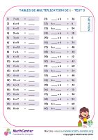 6 Tables De Multiplication Test 1 Fiches De Travail Math Center