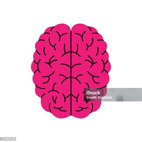 분홍색 두뇌 기호 분홍색 인간의 두뇌 아이콘입니다 건강한 내부 장기 징후 Mental Wellbeing에 대한 스톡 벡터 아트