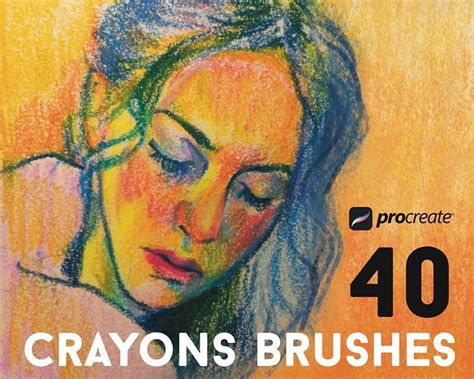 40个procreate蜡笔画笔刷 笔刷下载 素材集市