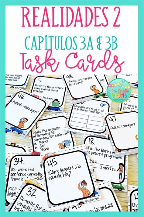 Realidades Auténtico 2 Chapters 3A 3B Spanish Task Cards Easy Review