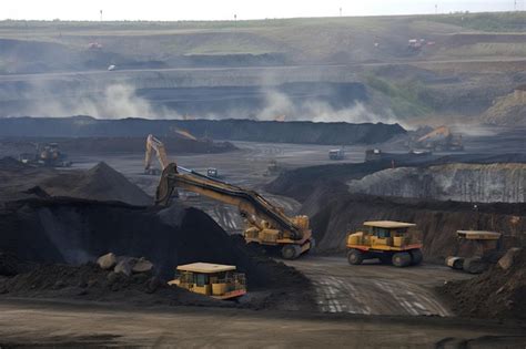 Premium Photo Mining Site With Miners And Machinery Extracting Coal From The Earth Created