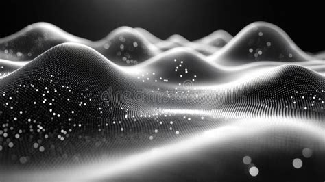 Monochromatic Abstract Artwork With Dynamic Wave Like Patterns And Optical Illusion Effect Stock
