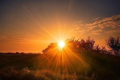 Belo nascer do sol o brilho do sol mostrando sua força poderosa e