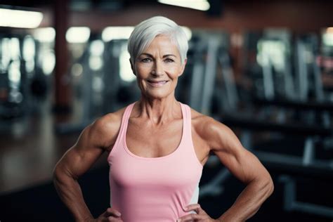 Premium Ai Image A Fitness Older Woman Posing For A Photo In The Gym