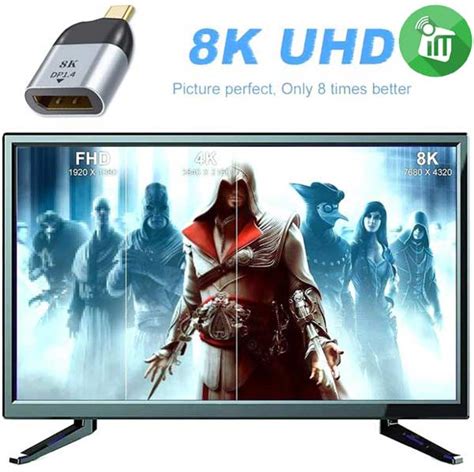 Type C Male To DP1 4 DisplayPort 8K Female Converter Adapter