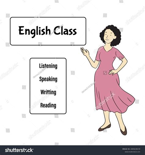 English Teacher Teaches Class Cartoon Vector เวกเตอร์สต็อก ปลอดค่าลิขสิทธิ์ 2085638170