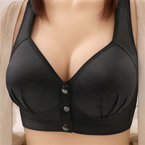 Poteti Plus Size Womens Bras Push Up Front Closure Wireless Bras For