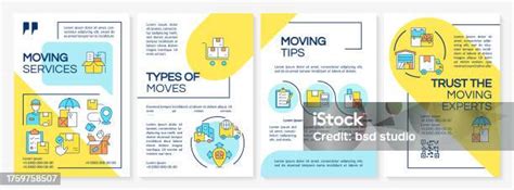2d Brochure With Moving Service Simple Linear Icons Stock Illustration Download Image Now Istock