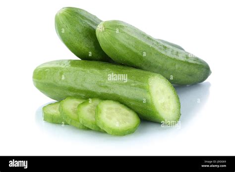 Cucumbers Cucumber Sliced Slice Vegetable Isolated On A White