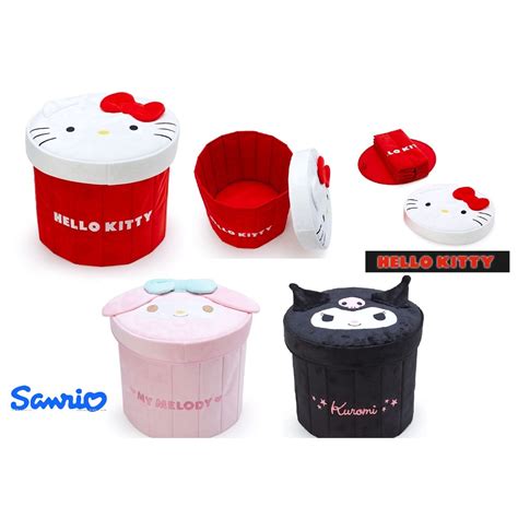 三麗鷗sanrio《現貨》大容量 可折疊 絨毛可愛圓筒型收納箱附蓋~凱蒂貓美樂蒂庫洛米~日本正品~ 蝦皮購物