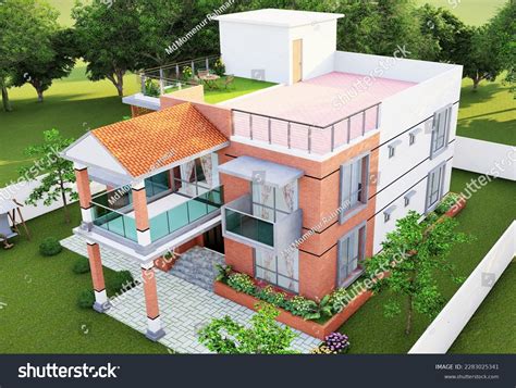 Modern Duplex House Design View Stock Illustration 2283025341