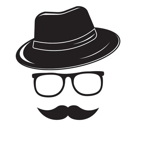 Gentleman Icon Hat Glasses Mustache Vector Icon Unknown Man With A