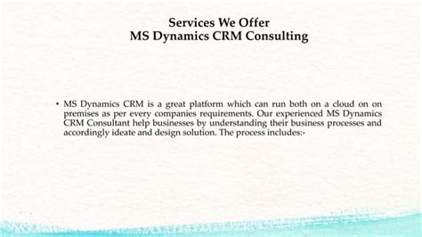 Ms Dynamics Crm Consultant Ppt