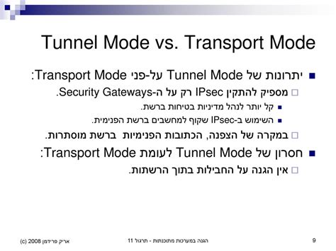 תרגול 11 אבטחה ברמת ה Ip Ipsec Ppt Download
