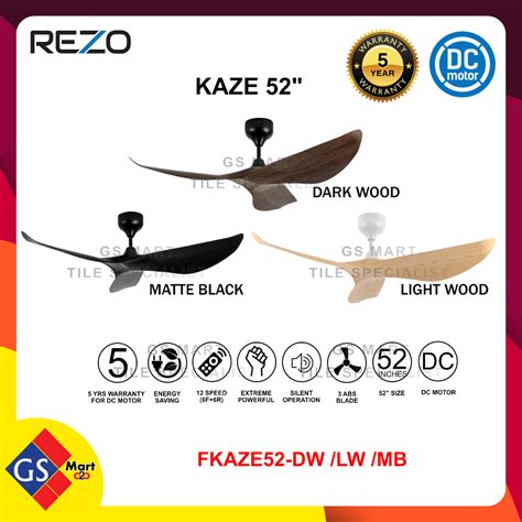 REZO Kaze 52 DC MOTOR Designer Ceiling Fan With Remote Control Kipas