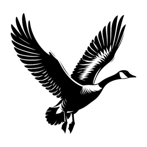 Un Dibujo Blanco Y Negro De Un Ganso Con Una Imagen Blanca Y Negra De