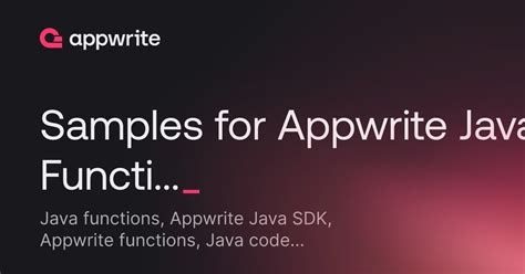 Samples For Appwrite Java Function Threads Appwrite