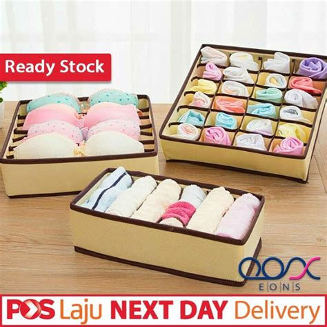 Moistureproof 💖 4pcs Multi Grids Underwear Storage Bin Panties Bra