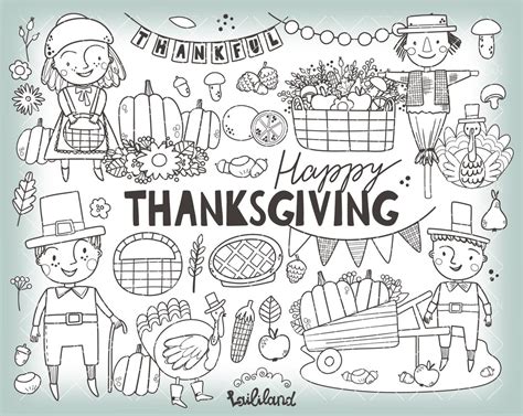 Printable Thanksgiving Clip Art Black And White Fanny Printable