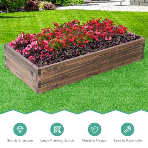 Wooden Raised Garden Bed Kit Elevated Planter Box For Growing Herbs