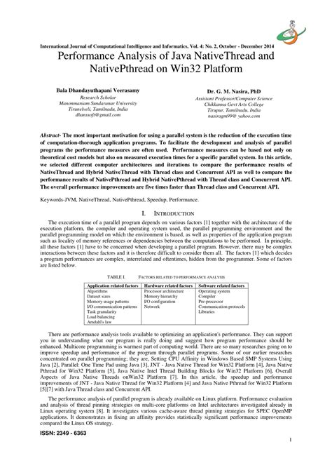 pdf performance analysis of java nativethread and nativepthread on