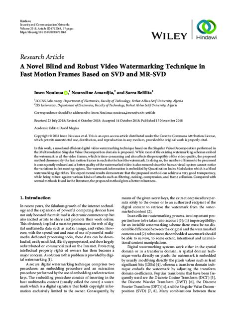 Pdf A Novel Blind And Robust Video Watermarking Technique In Fast