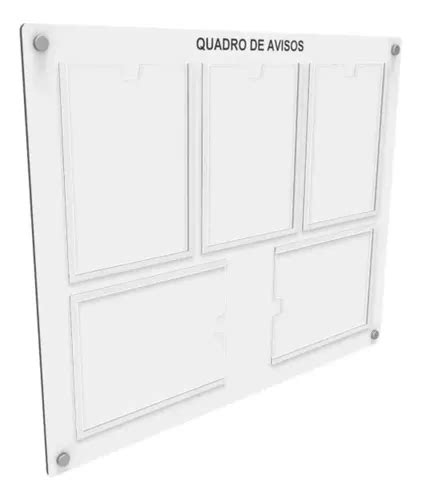 Quadro De Aviso Em Mdf C 5 Displays Acrílico Para Folha A4 Frete grátis