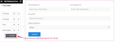 how to use webhook form widget by element pack