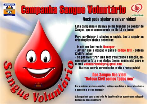Voluntários da Defesa Civil Estadual CAMPANHA SANGUE VOLUNTÁRIO
