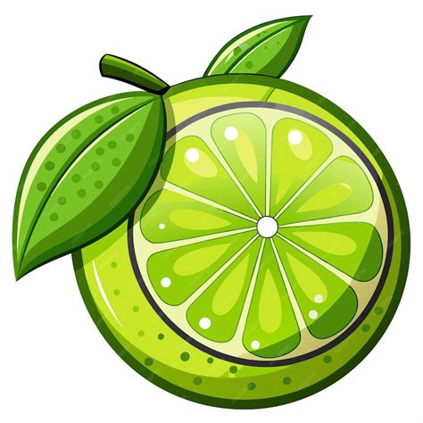 A Single Lime Slice With Green Leaves Premium Ai Generated Vector