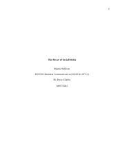 BUS 303 Case 2 Docx 1 The Power Of Social Media Mamie Sullivan BUS303 Business Communication