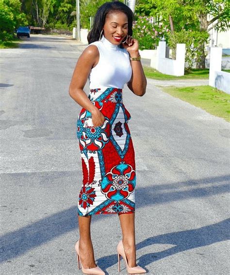 African Print Ankara Pencil Skirt With Pockets African Fashion
