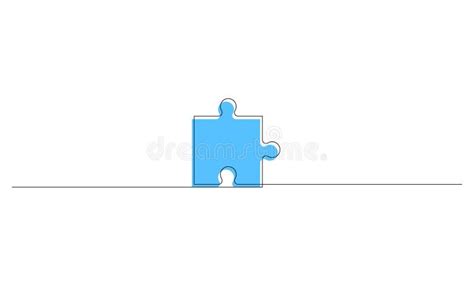 Puzzle Piece One Continuous Line Drawing Jigsaw Puzzle Element Vector Illustration Editable