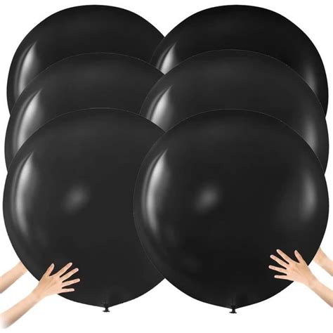 6Pcs Ballon Gonflable Géant 90Cm Ballon Géant Noir Ballon Géant