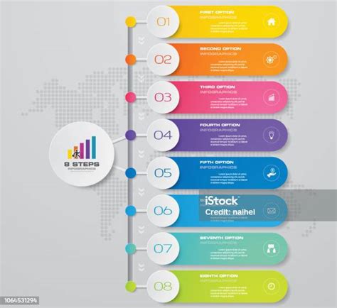 8 단계 현대 차트 인포 그래픽 요소입니다 벡터 일러스트입니다 0명에 대한 스톡 벡터 아트 및 기타 이미지 0명 3차원