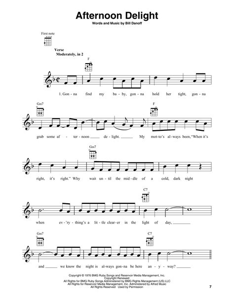 Starland Vocal Band Afternoon Delight Sheet Music And Printable Pdf