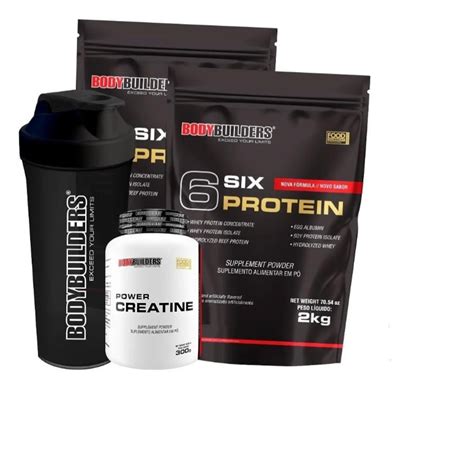 Kit 2x Whey Protein Bodybuilders Baunilha 2kg 1x Creatina 300g
