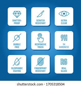 Smartphone Screen Protection Icon Set Tempered Stock Vector Royalty Free Shutterstock