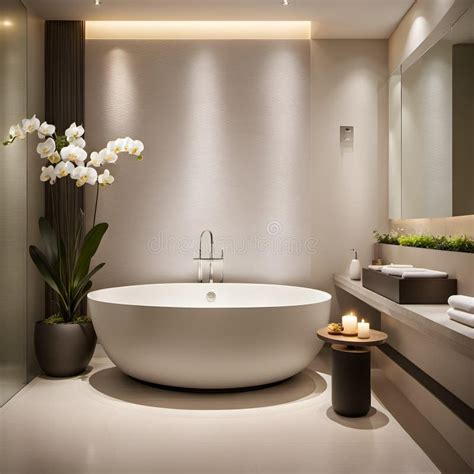 A Visually Striking Image Of A Luxurious Tiled Spa Bathroom Adorned