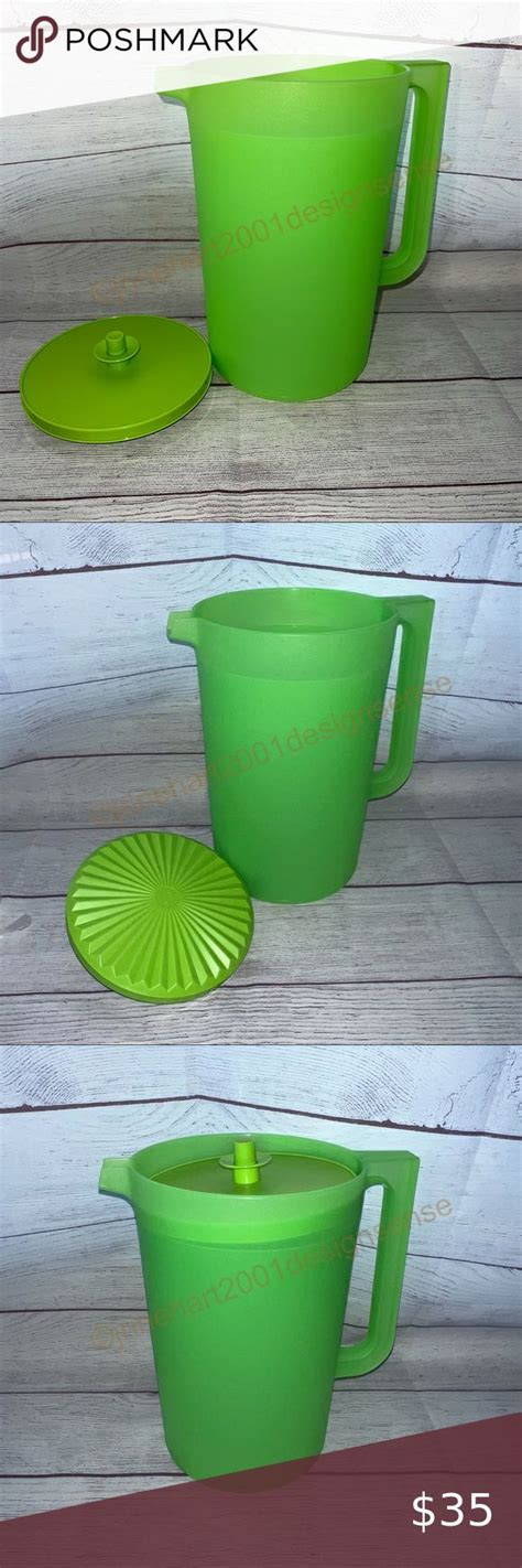 New Tupperware Classic Gallon Push Button Seal Pitcher Lime Green Tupperware Lime