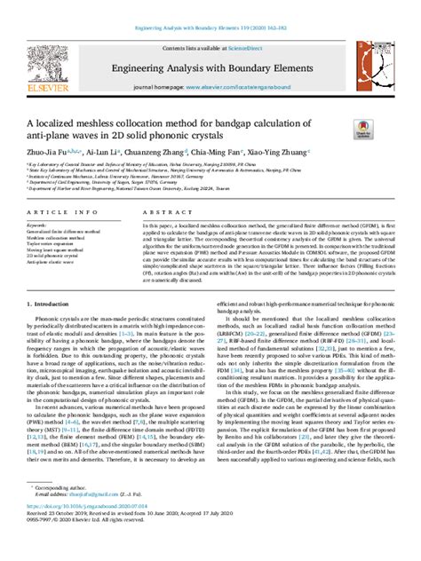 Pdf A Localized Meshless Collocation Method For Bandgap Calculation