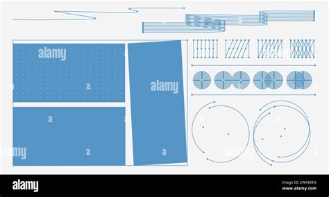 Blueprint Style Schematic Drawings Of Various Components Geometric