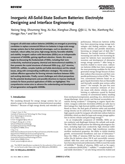 Inorganic All‐solid‐state Sodium Batteries Electrolyte Designing And