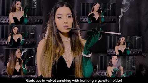Goddess In Velvet Smoking With Her Long Cigarette Holder Smoking Angie Clips4sale