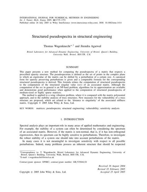 Pdf Structured Pseudospectra In Structural Engineering Dokumentips